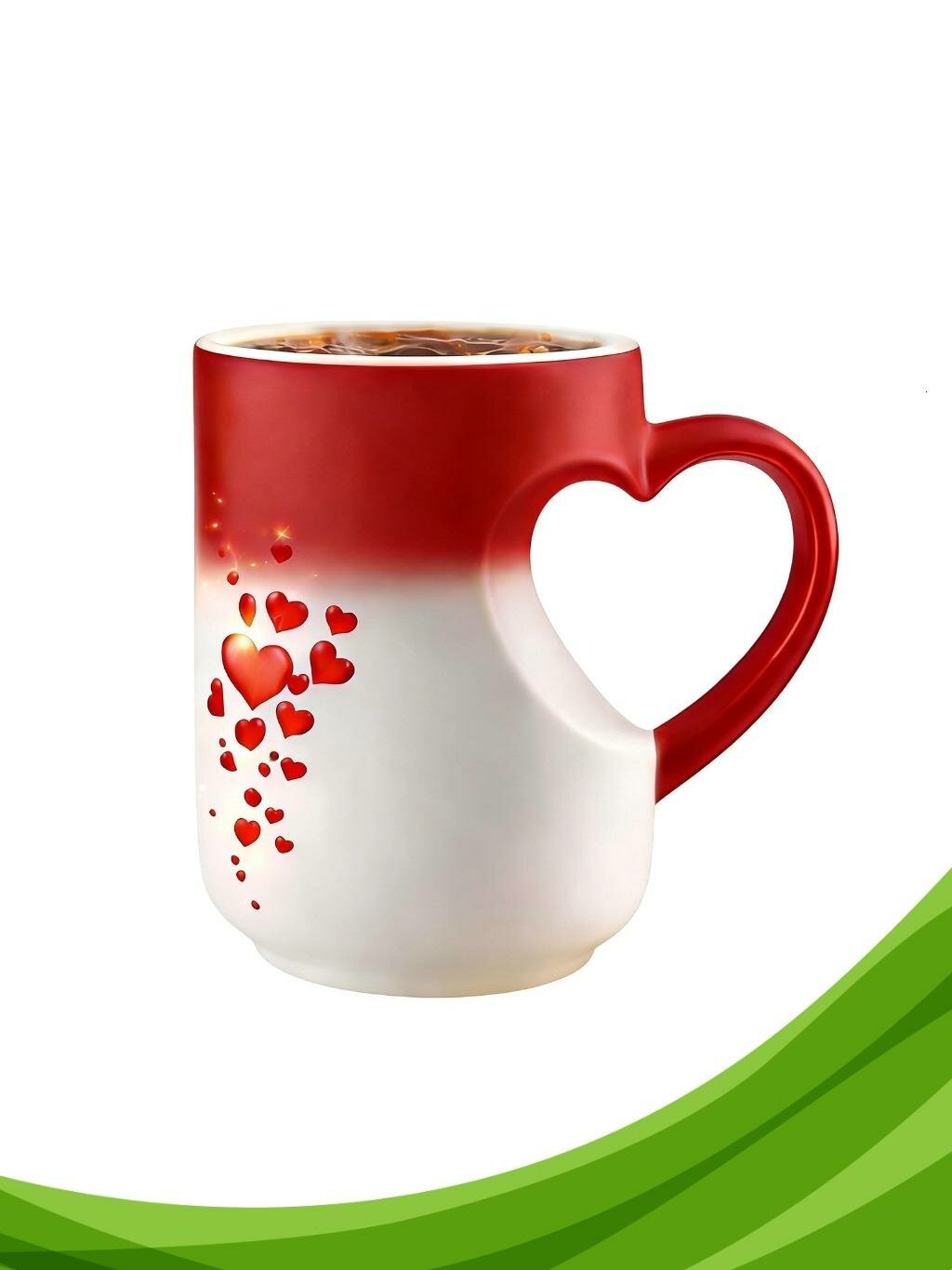 Кружка с ручкой в форме сердца, красный