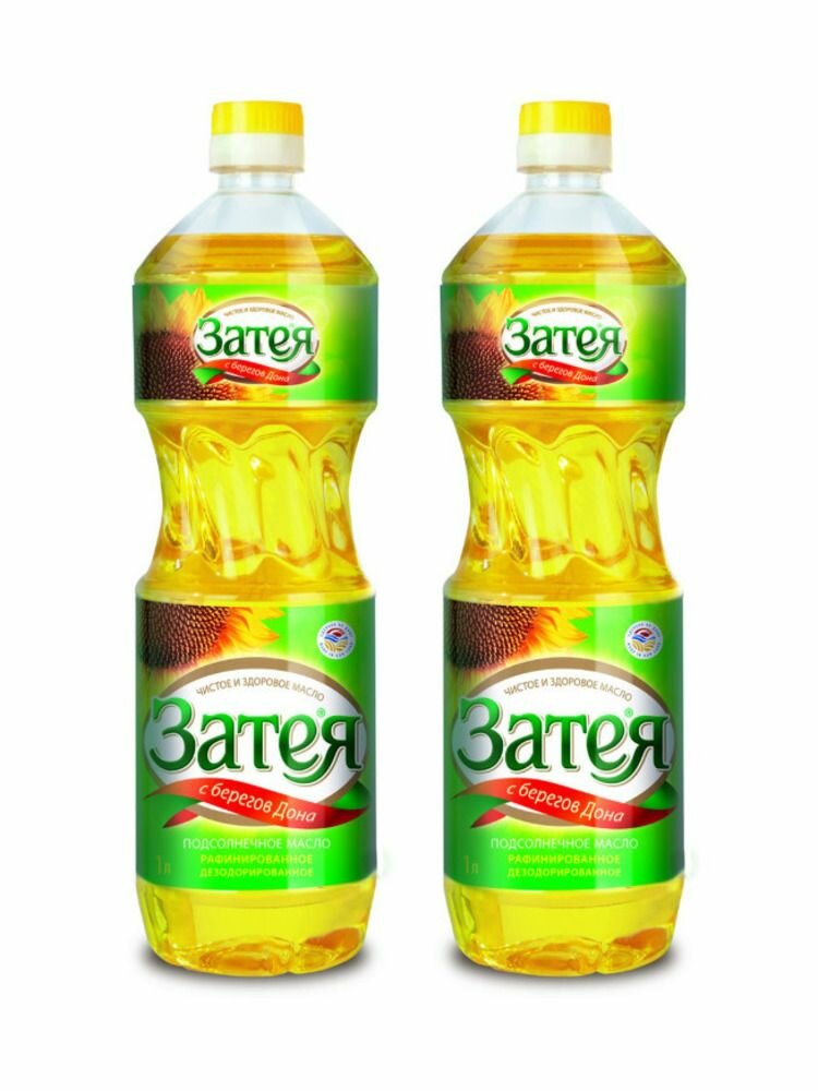 Затея Масло подсолнечное рафинированное дезодорированное, 1 л, 2 шт