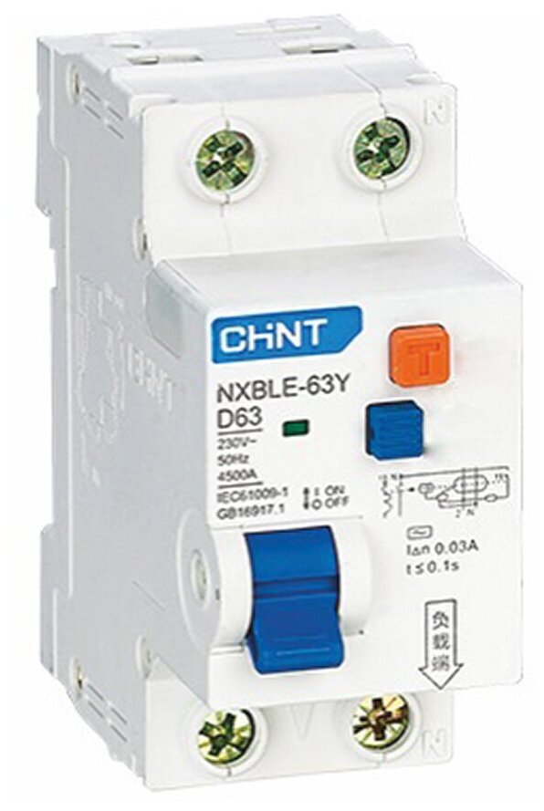 Автомат дифференциальный Chint NXBLE-63Y (105546) 40А 30 мА 1P+N тип АС 4 кА компактный