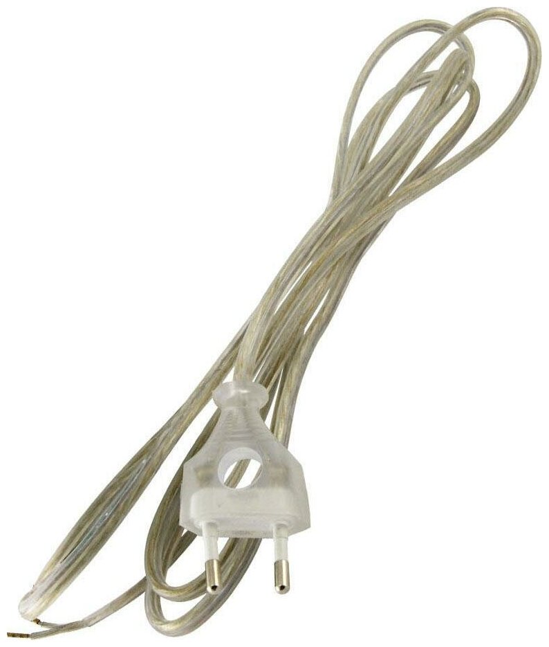 Шнур ШВВП с плоской вилкой с вырезом TDM Electric 1.7 метра IP20 прозрачный