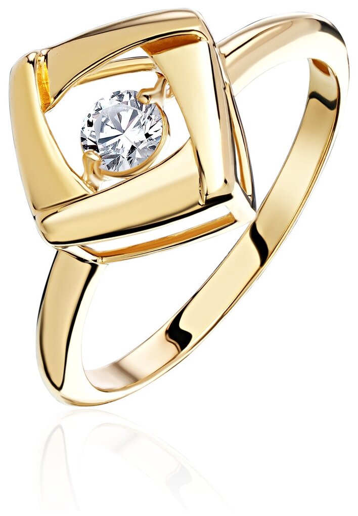 Кольцо, желтое золото, 585 проба, фианит