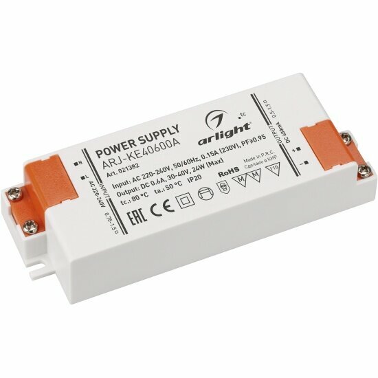 Драйвер Arlight ARJ-KE40600A 30-40V 24W *20 IP 0,6A 021382