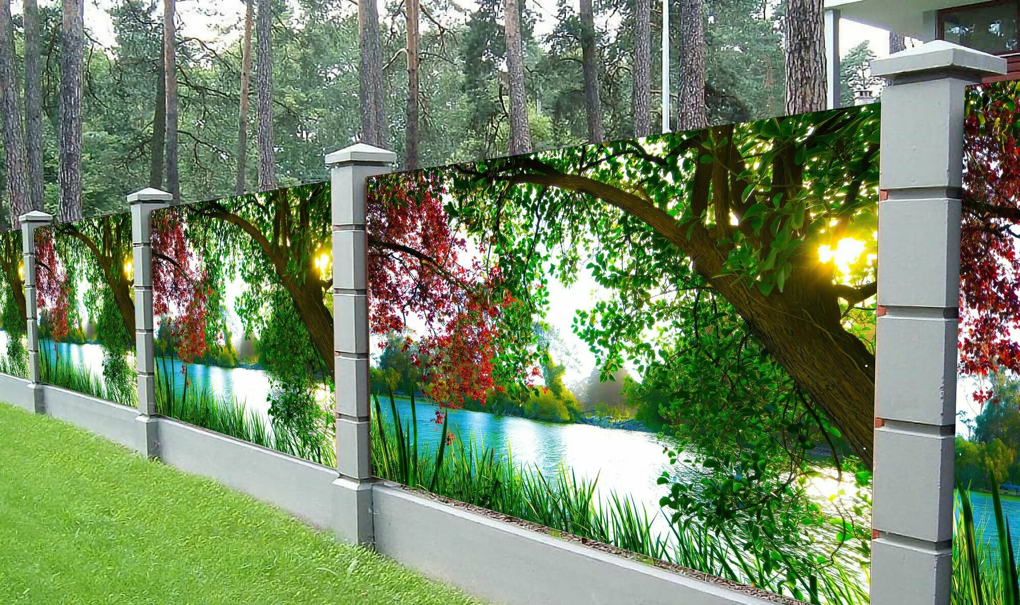 Фотосетка для забора, фасада Фотофасад с люверсами 3 х 2 м