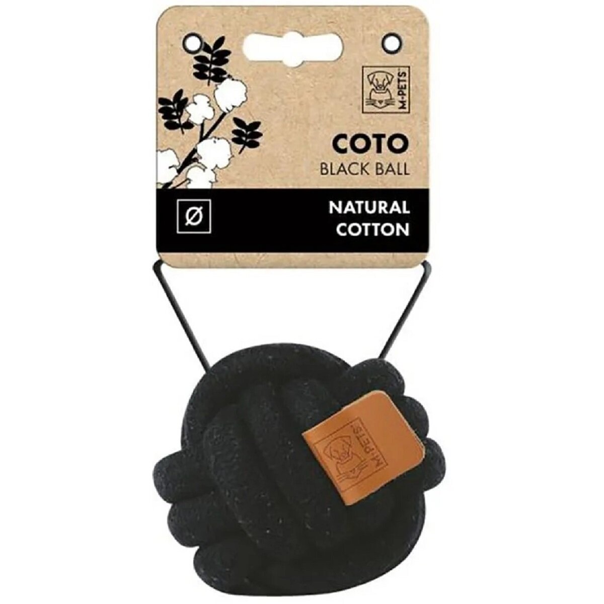 M-PETS Игрушка для собак мяч черный 9,5см, хлопок