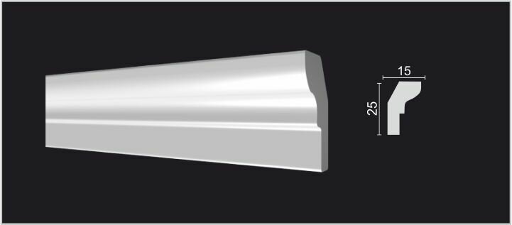 Карниз Decor-Dizayn DD34 Белая Лепнина Д2000хВ25хТ15 / Декор Дизайн.