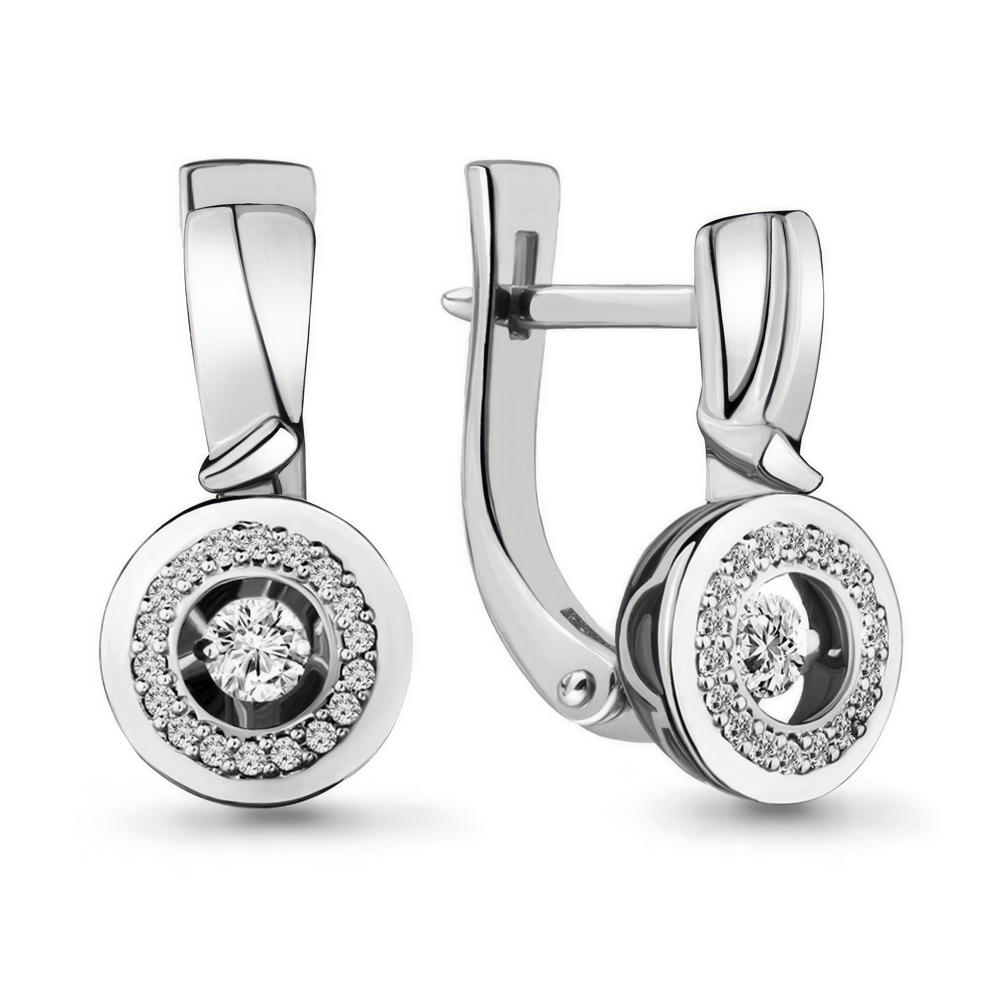 Серьги, белое золото, 585 проба, бриллиант