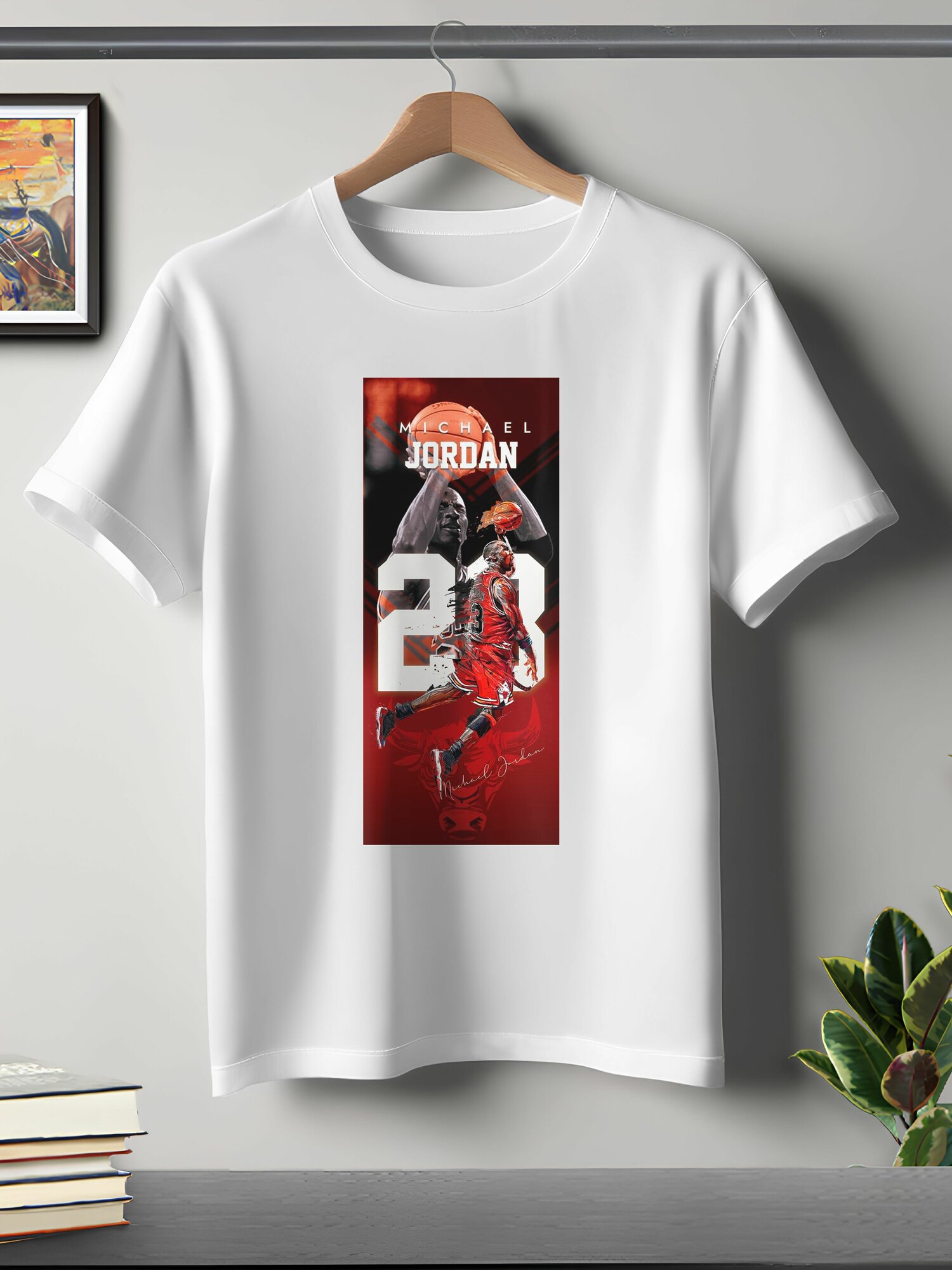 Футболка ONEQ унисекс 50-52 (XL) размер с принтом Майкл Джордан, белая
