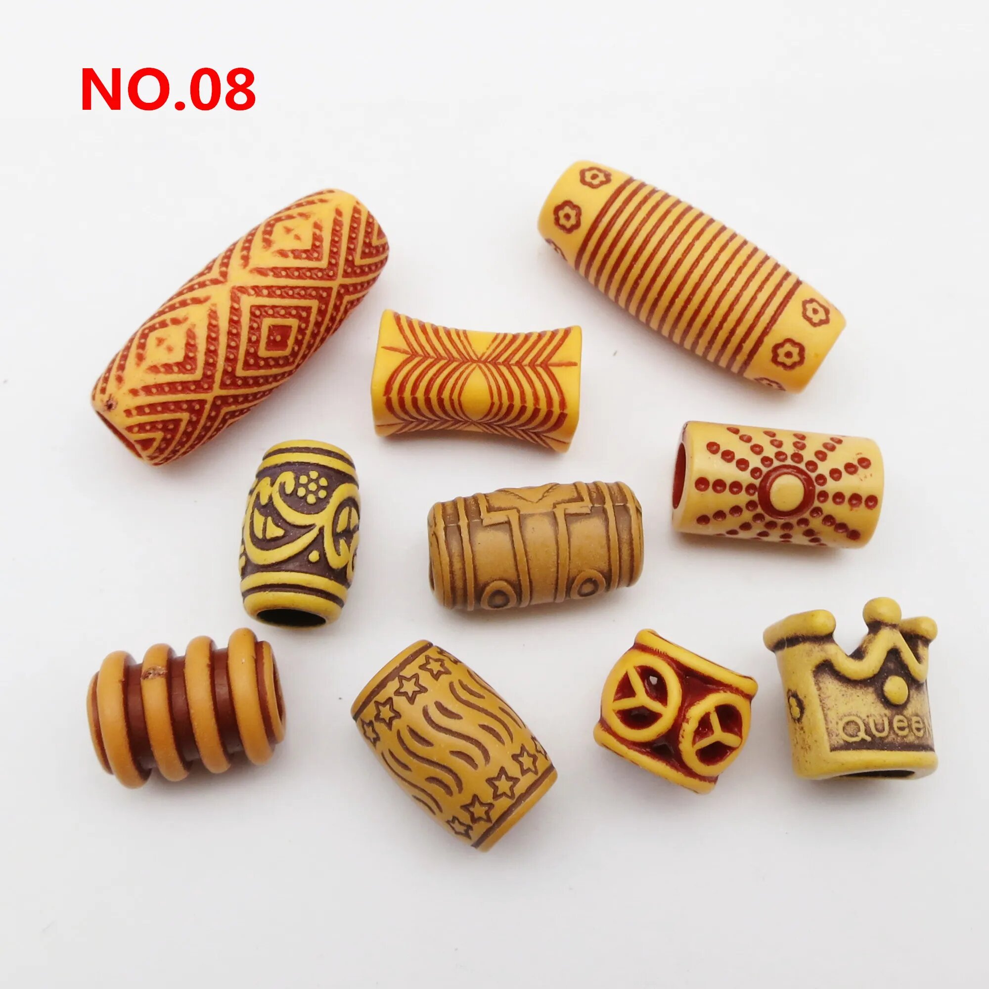 Акриловые бусины для дредов NO.08, 10шт