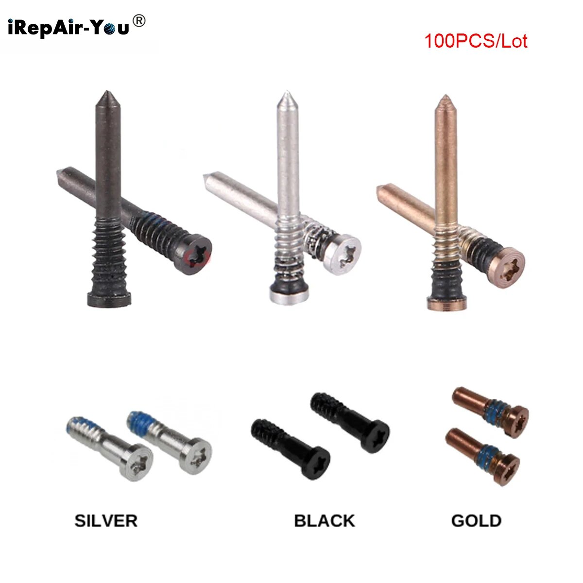 100 шт. нижних пенталобных винтов для Apple iPhone 16 15 11 12 13 Mini 14 Pro Max X Xr XS 5s 6 6s 7 8 Plus SE, замена винтов X 11 12 13 14 Silver