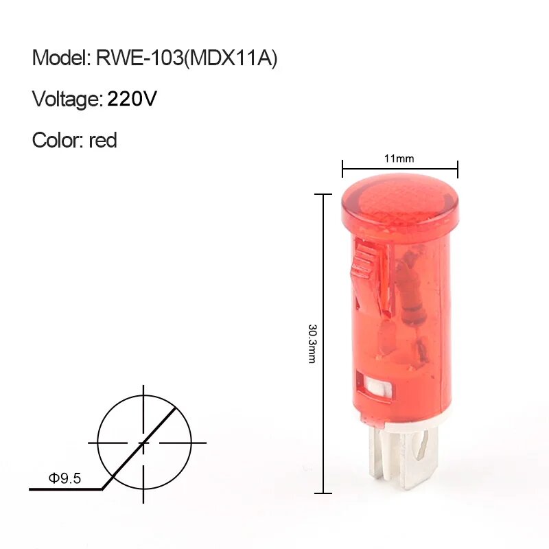 Индикаторные лампы CNNCKDL MDX-11A набор из 10 штук 220V Red