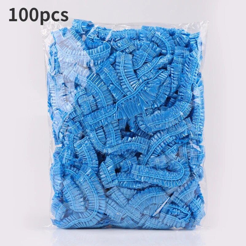 Шапочки для волос синие, 100шт