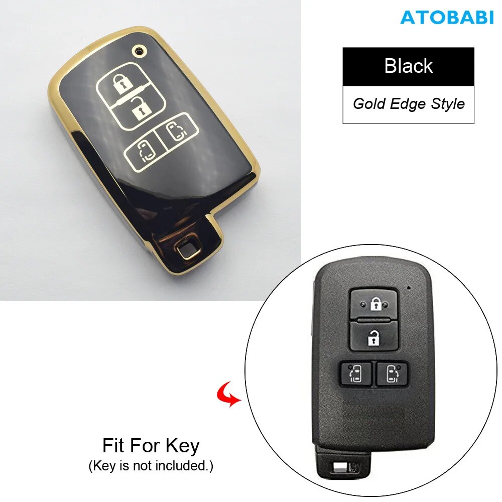 Чехол для ключа Toyota черный, Gold Edge Style