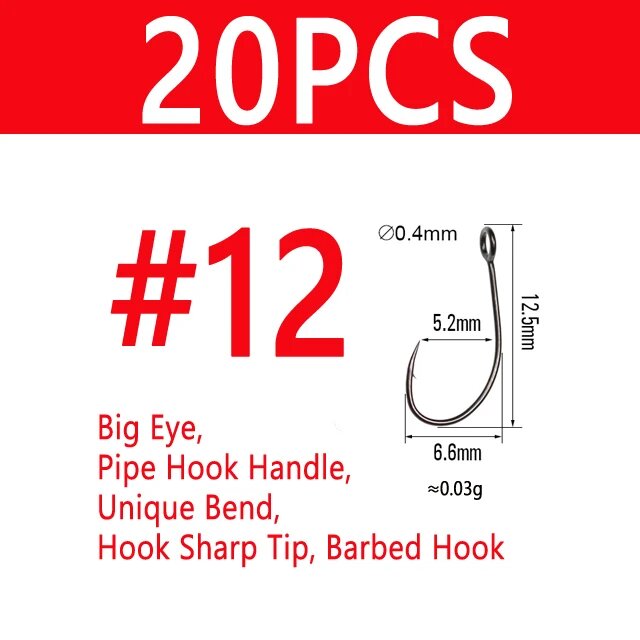 Bimoo крючки для нахлыста 20 шт. высокоуглеродистая сталь Красный, 20pcs size 12