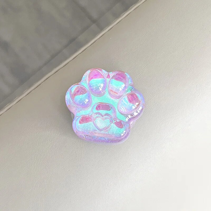 Желейный лазерный блестящий 3D держатель в виде кошачьей лапы, ручка для смартфона, универсальный Smart Tok для iPhone, Samsung, складной ленивый кронштейн Purple