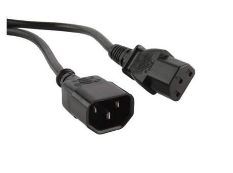 Кабель питания Hyperline монитор-компьютер IEC 320 C13 - IEC 320 C14 (3x0.75), 10A, прямая вилка, 1м