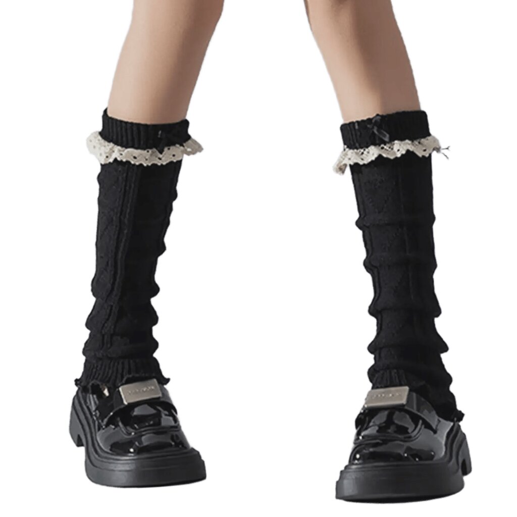 Женские чулки с рюшами и бантом