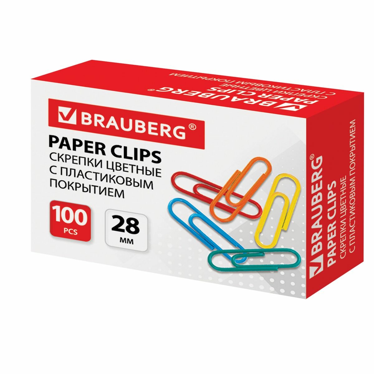 Скрепки Brauberg (28мм, цветные) картонная упаковка, 100шт. (220555), 120 уп.
