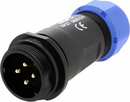 Вилка WEIPU SP2111/P4 II 1N Вилка Разъем круглый SP21 "папа" PIN 4 IP68 500В 7-12мм 30А 1шт