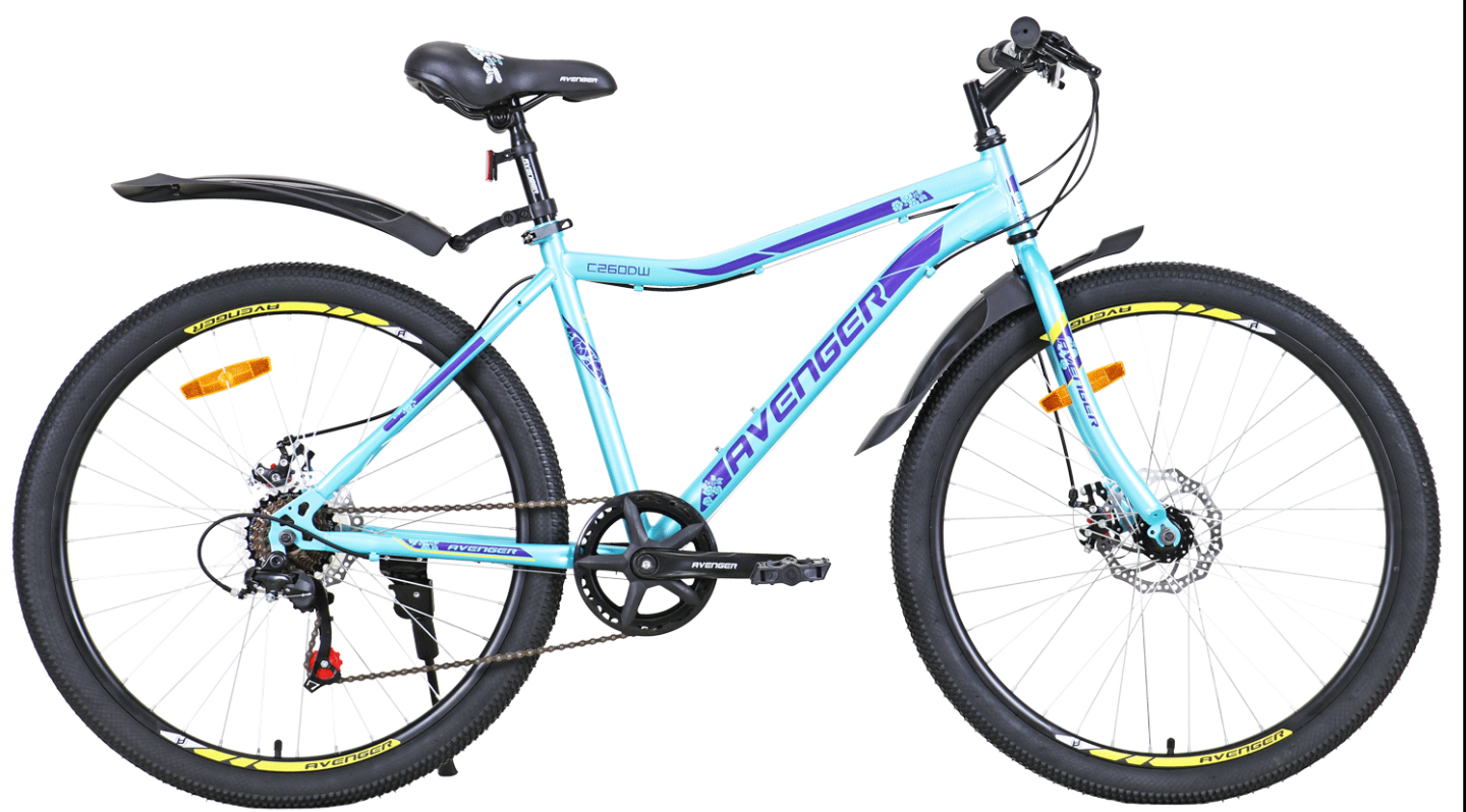 Велосипед Avenger C260DW 26" Рост 17,5" зеленый/фиолетовый Сталь Hi-Ten 6ск Диск. механ. 1 амм-р