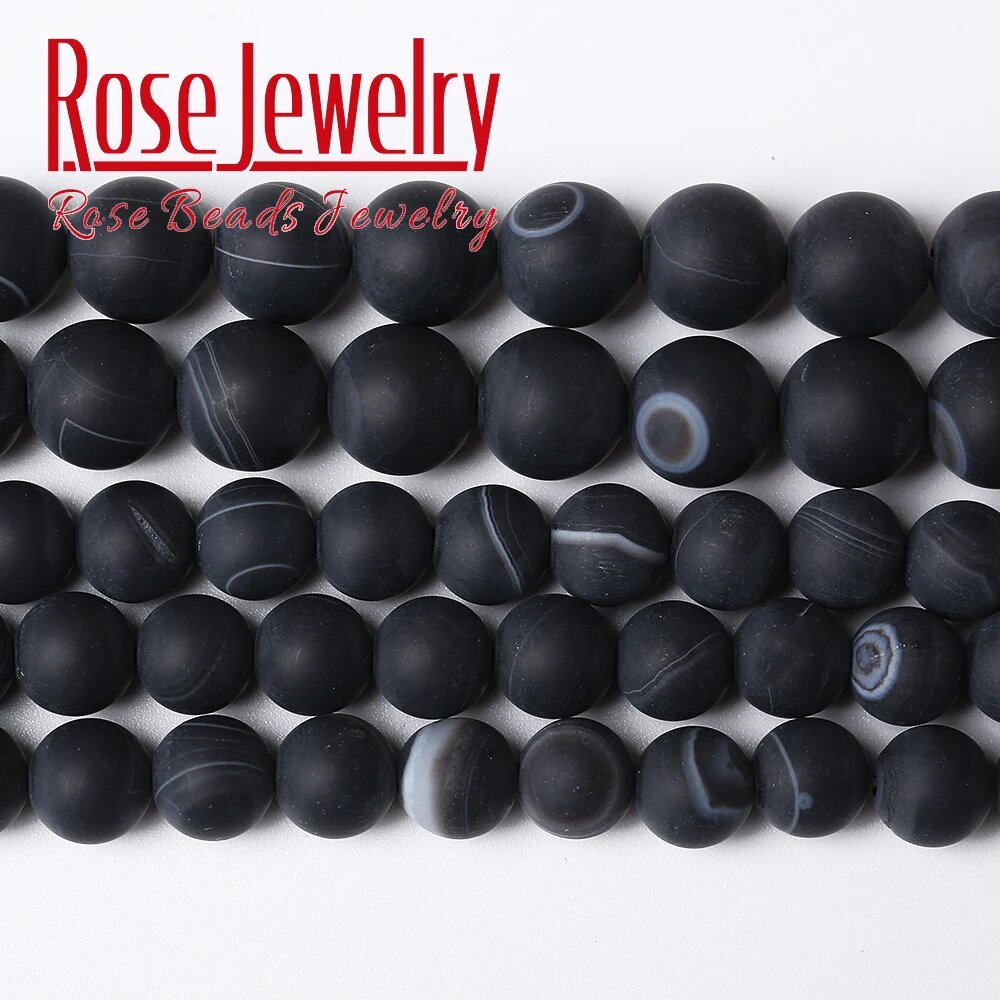 Черные матовые агаты бусины Rose and Beads 4-12 мм 6mm 60pcs beads