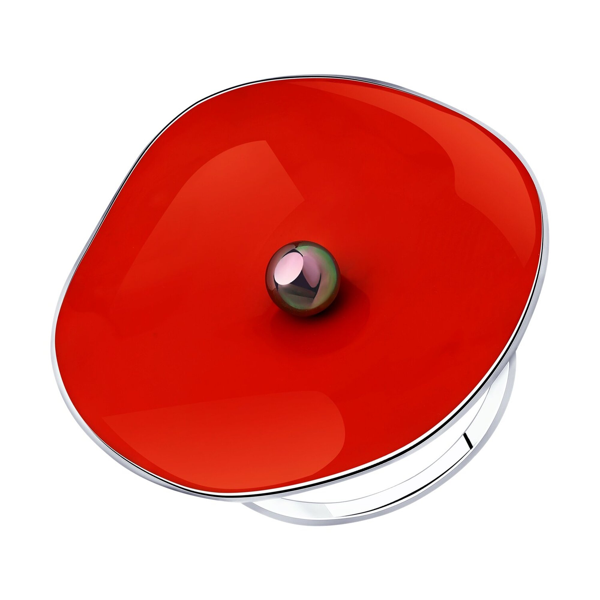 Кольцо, серебро, 925 проба, родирование, эмаль, жемчуг