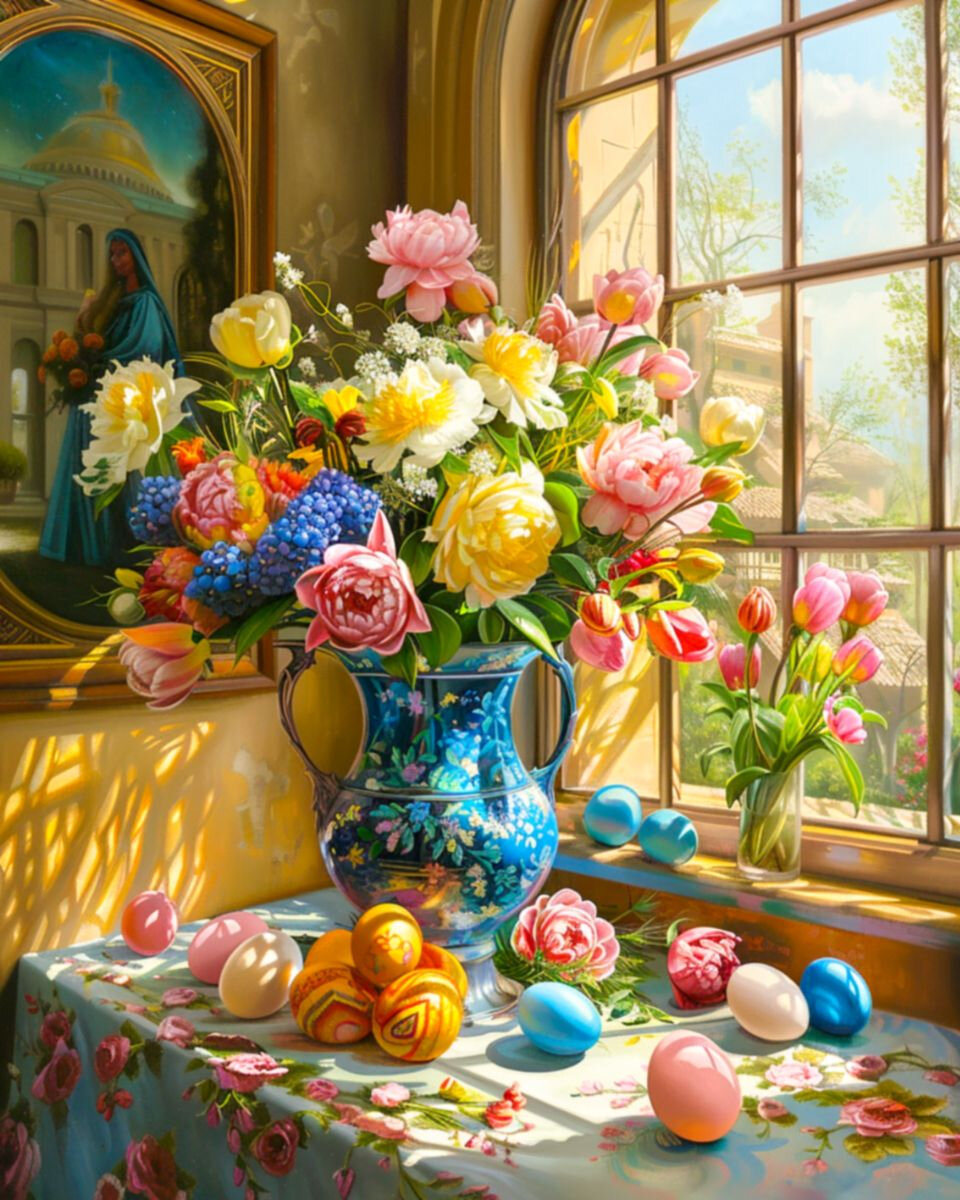 Картина по номерам розы в вазе 40х50