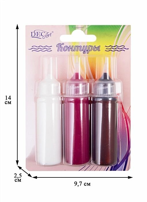 Акриловые контуры DECART цвета Белый, Гранат, Коричневый, 3х20 мл (62-3-2)