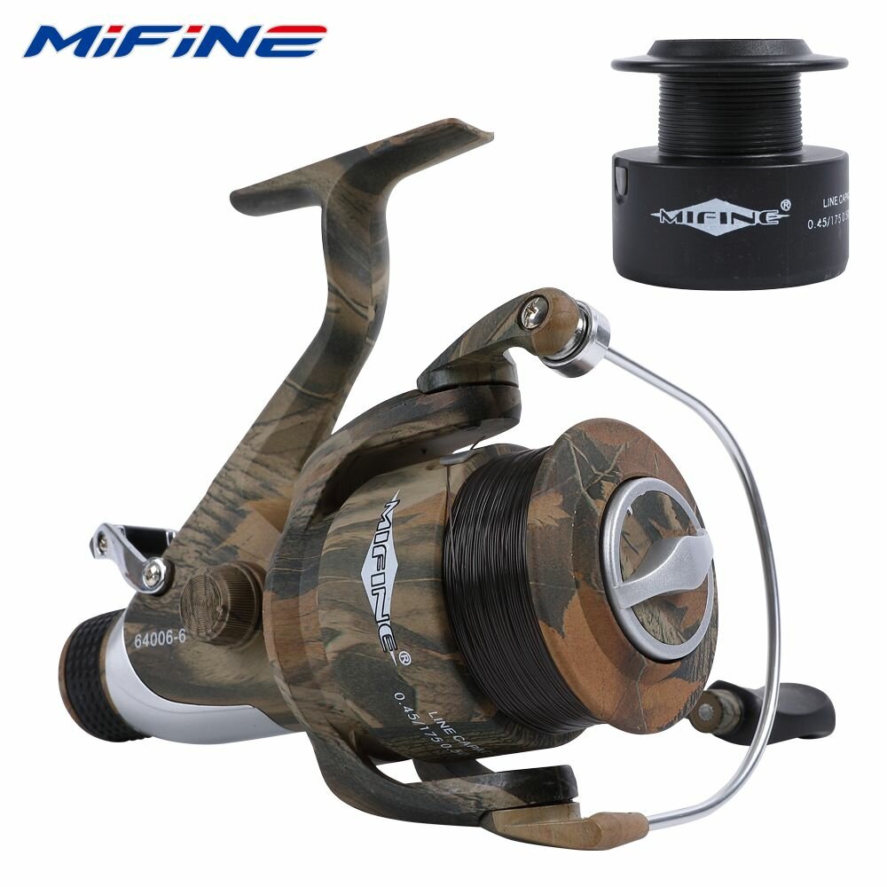 Универсальная катушка с байтранером MIFINE TELE CARP 3000; 3+1, шпуля с леской, для рыбалки, для фидерной ловли, карповая