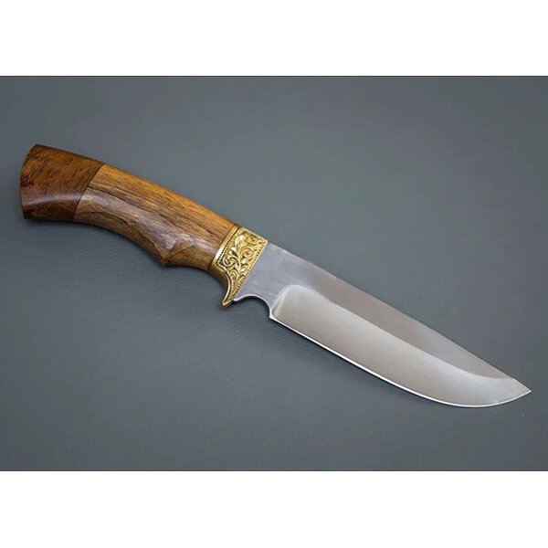 Мастерская Сёмина Нож из нержавеющей стали "Лорд", рукоять латунное литье, ценные породы дерева