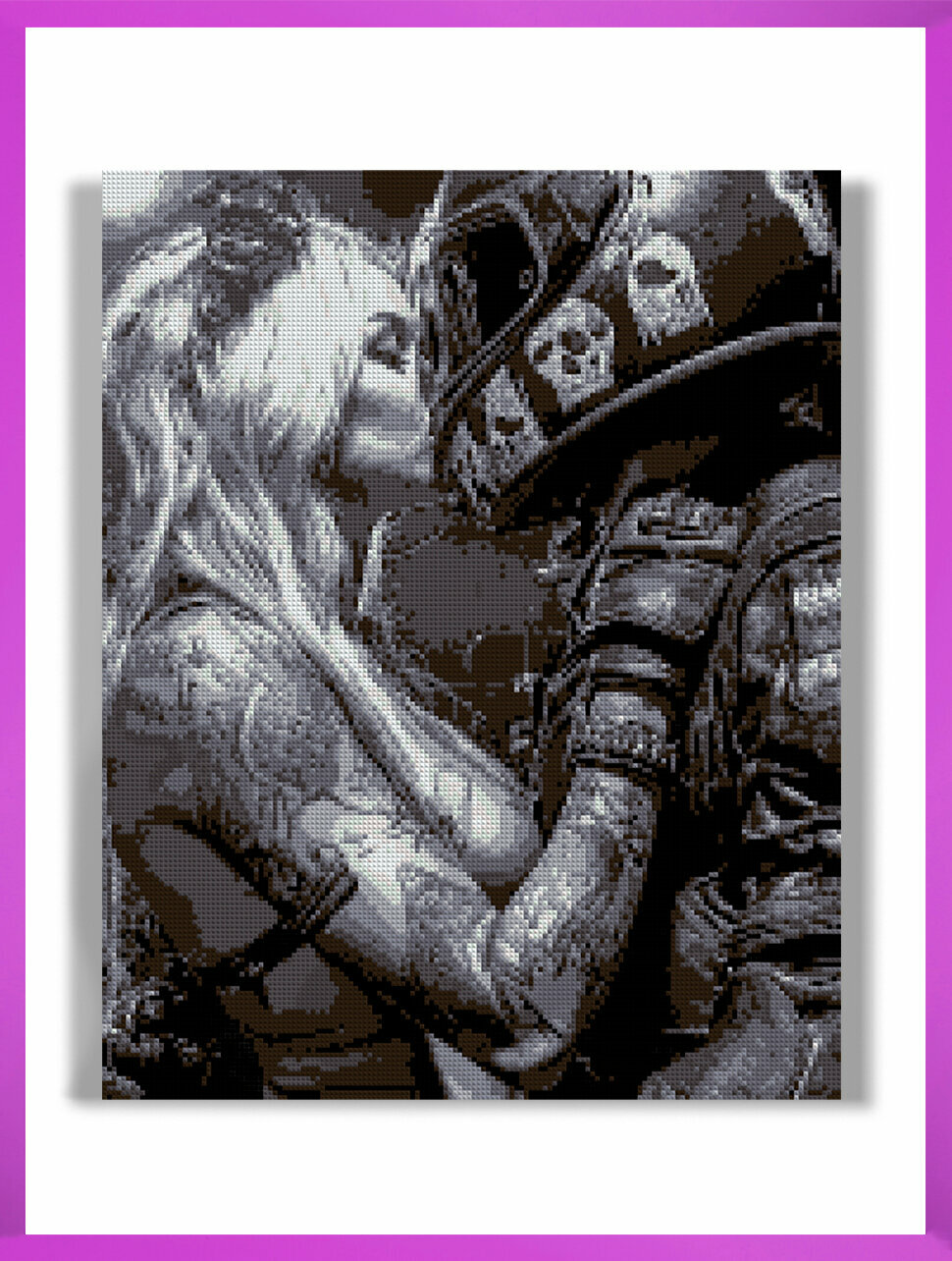 Алмазная мозаика на подрамнике - вышивка Moto Love ЧБ 40 х 50 см