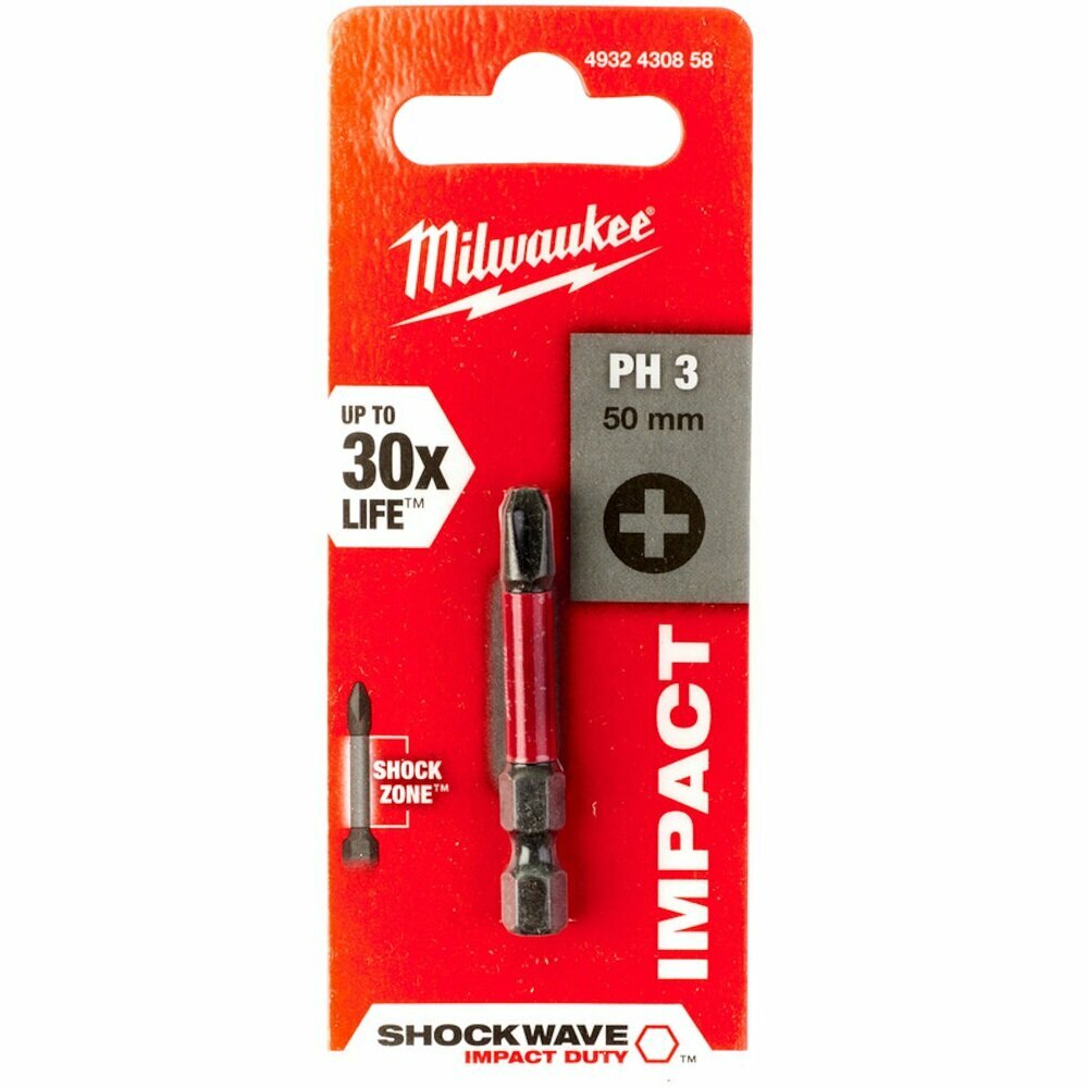Бита Milwaukee Shockwave Impact Duty PH3 50мм, 4932430858
