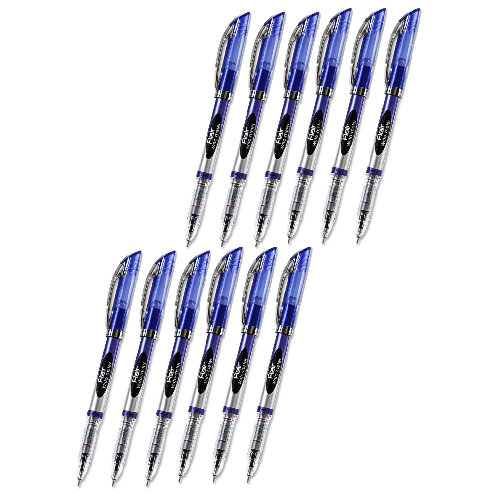 Ручка шариковая 12 шт Flair Writo-meter 0,7 мм, цвет чернил синий, игольчатый стержень, цвет чернил синий