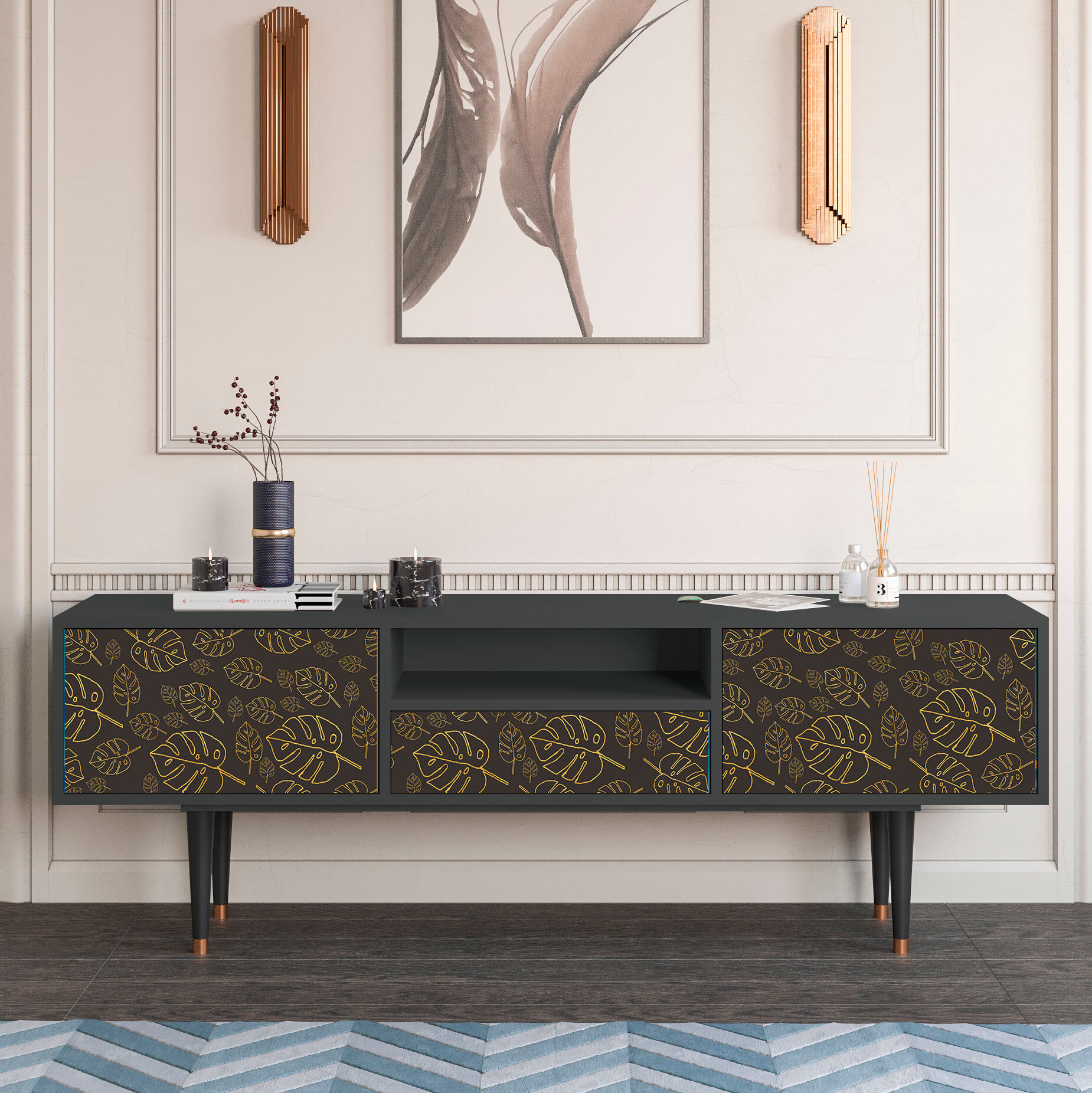 ТВ-Тумба - STORYZ - T6 Fall Of The Leaves, Размер - 170 x 69 x 41 см, Цвет корпуса - , Антрацит