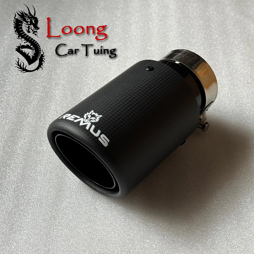 1 шт, Remus, одиночная модификация автомобиля, насадки на выхлопную трубу, черная труба, матовый глушитель из настоящего углеродного волокна, выхлопная труба для AK Universal ID 48MM-OD 76MM