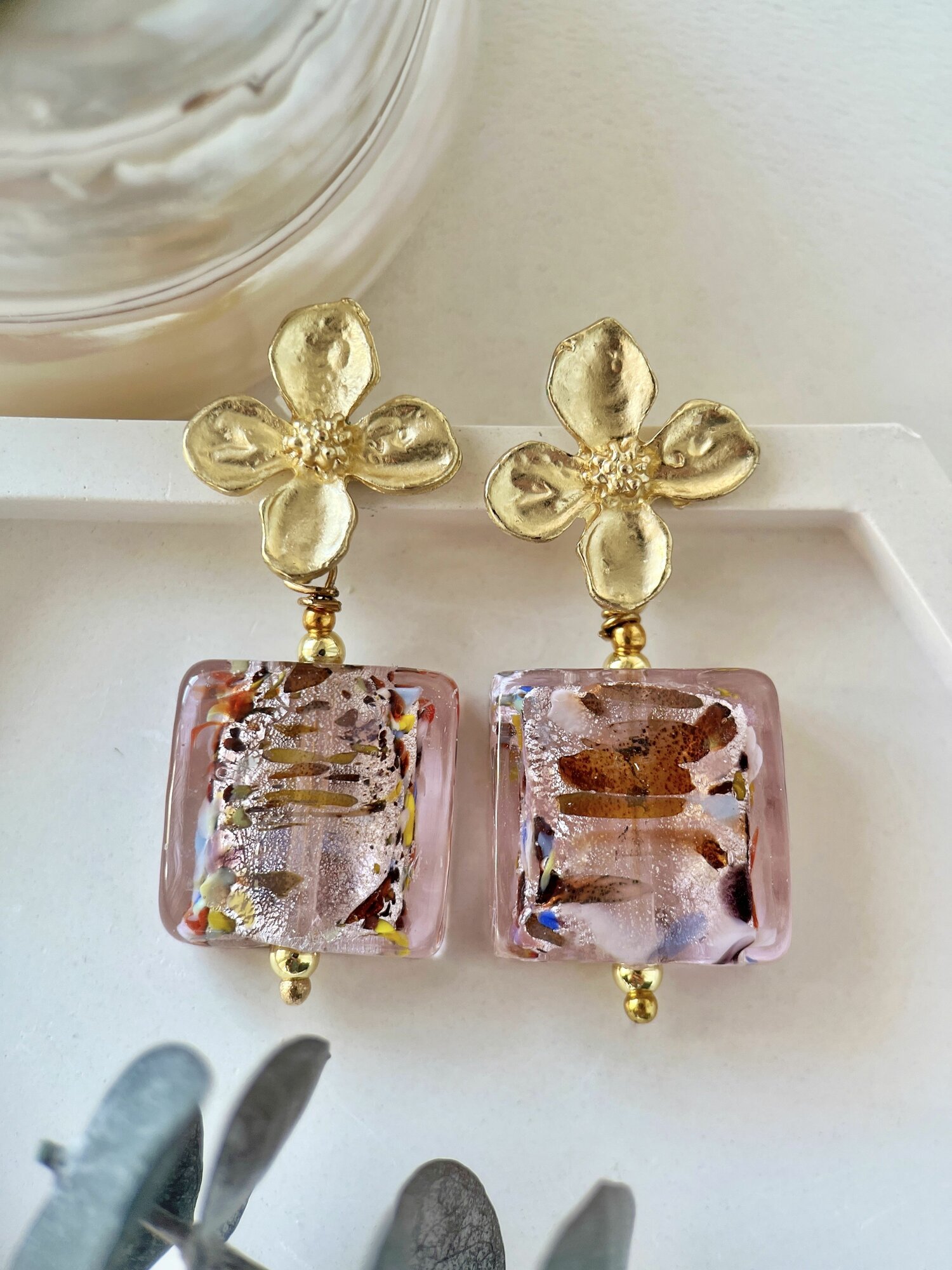 Серьги, муранское стекло, стекло