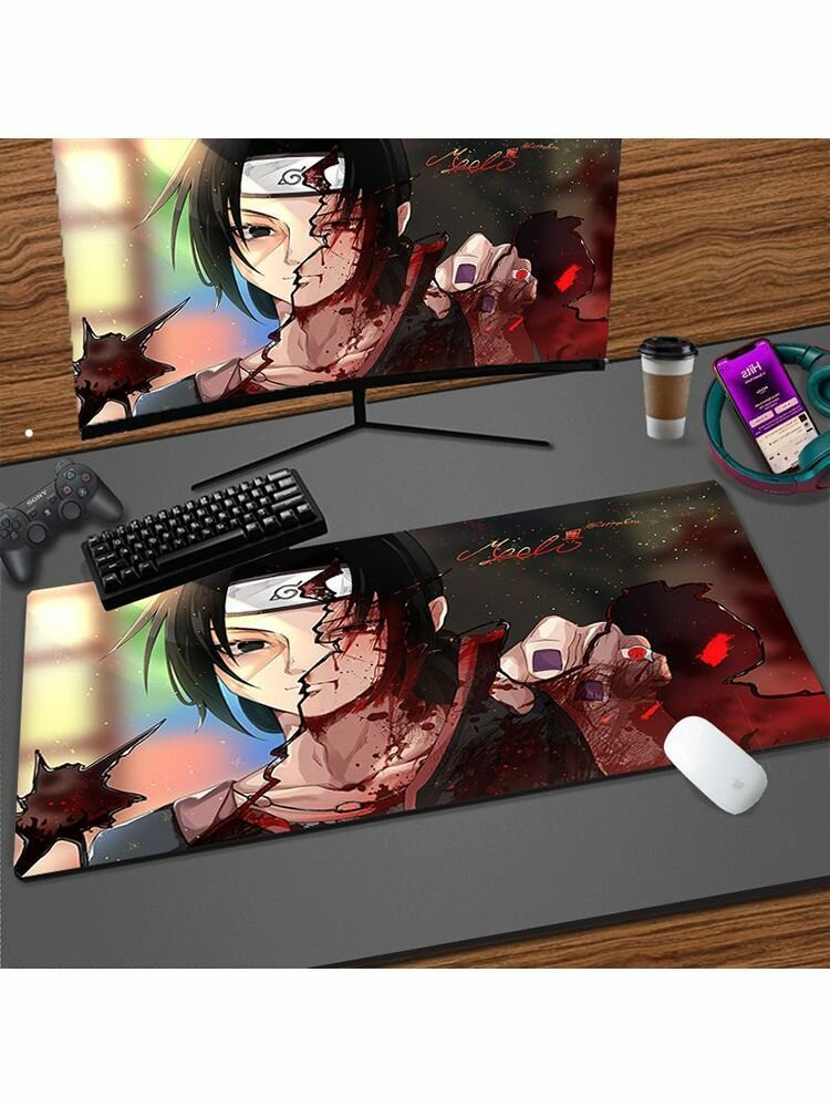 Коврик для мыши Naruto, 90x40 см, нескользящий, прошитые края