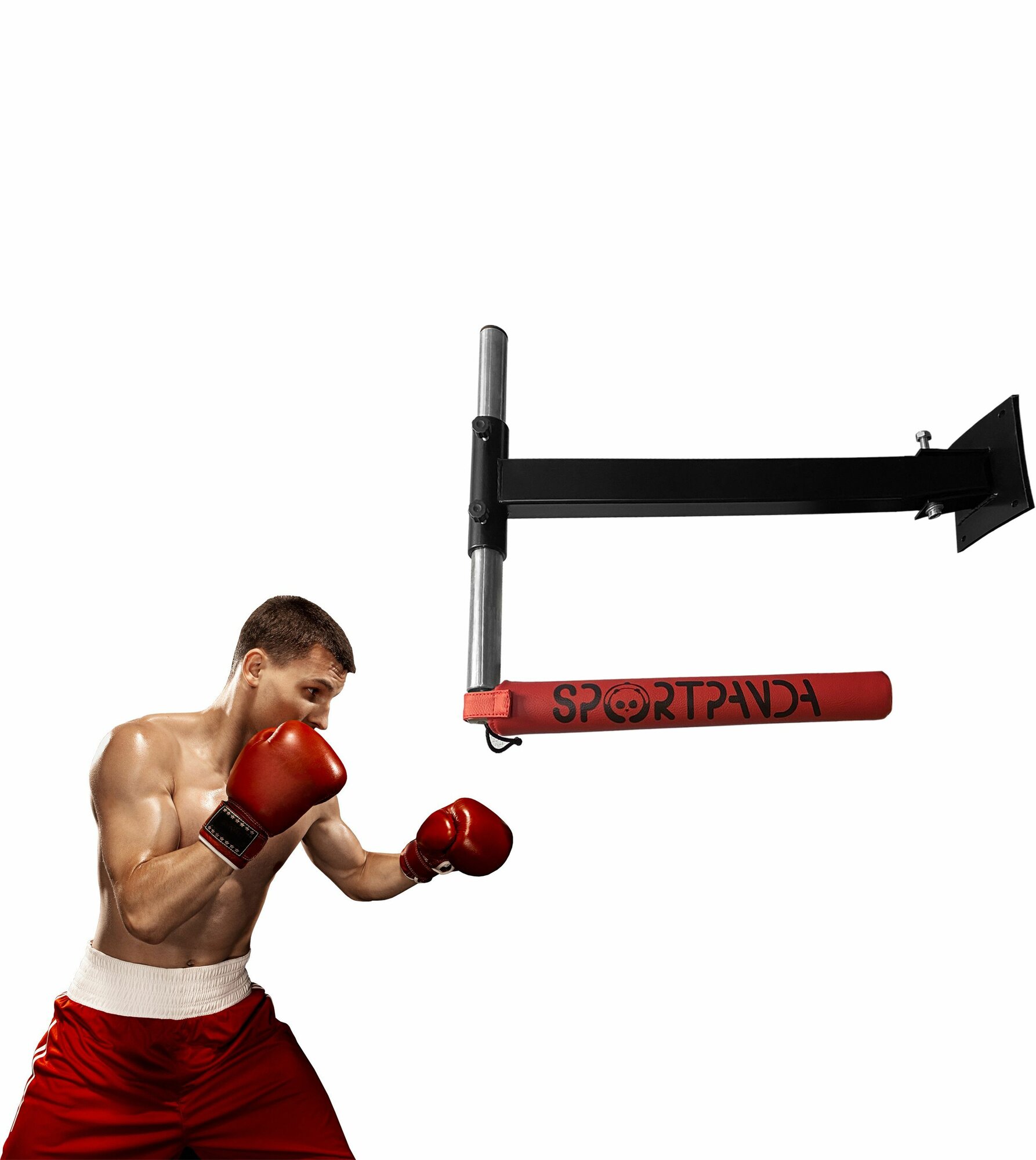 Тренажер боксерский SportPanda "Вертушка", для отработки ударов, красный