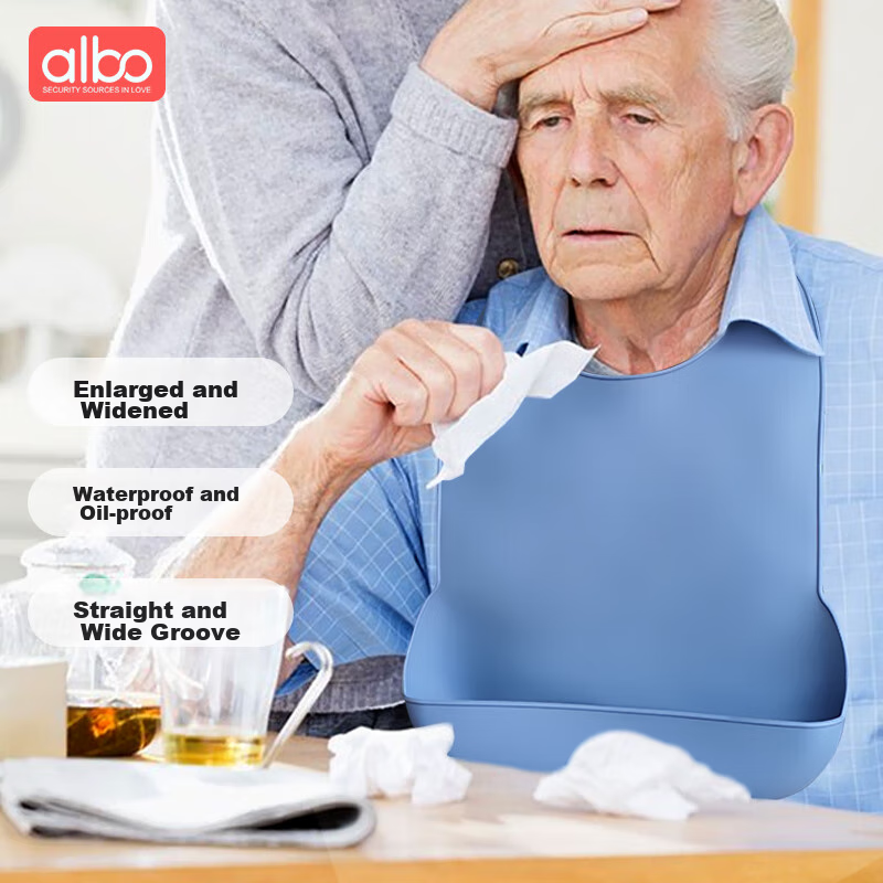 Albo Elderly Eating слюнявчик, Specialized for Seniors, Waterproof Silicone слюнявчик, Large Adult Drool слюнявчик