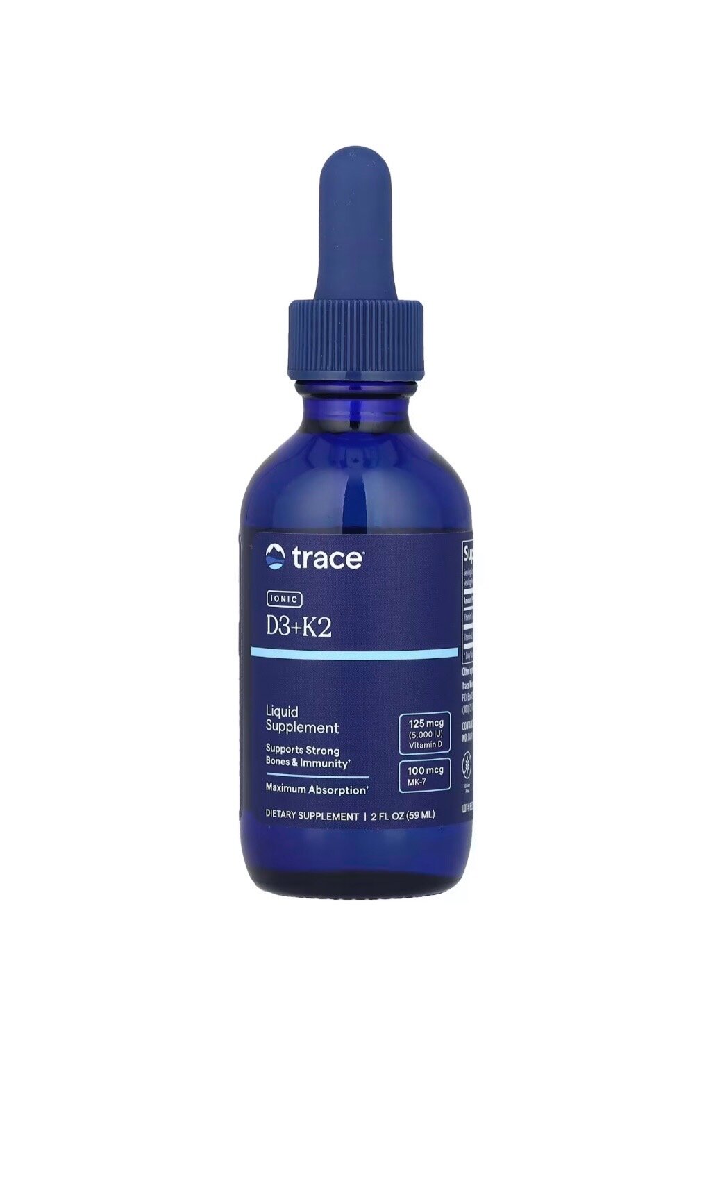 Витамин Д3 и К2 TRACE MINERALS RESEARCH Ionic Vitamin D3 + K2 5000 IU/100 mcg MK-7 59 мл