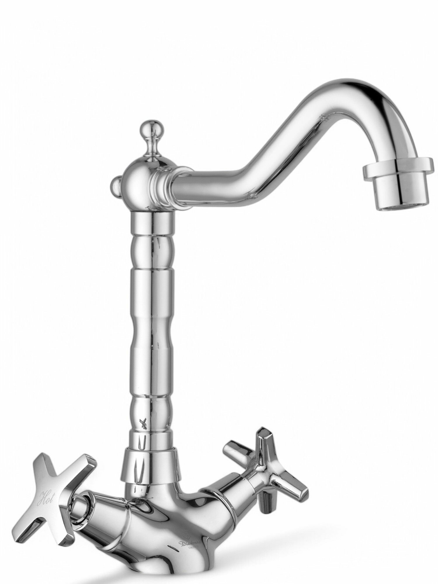 Смеситель для кухни с высоким волнистым изливом в итальянском стиле, хромированный