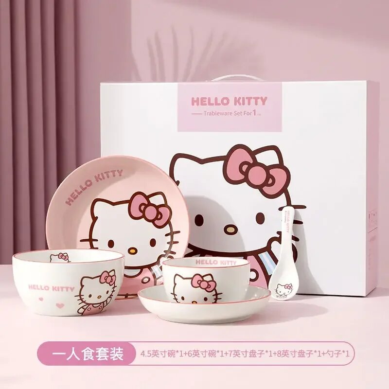 MINISO керамическая посуда Hello Kitty для детей 3+, Розовый