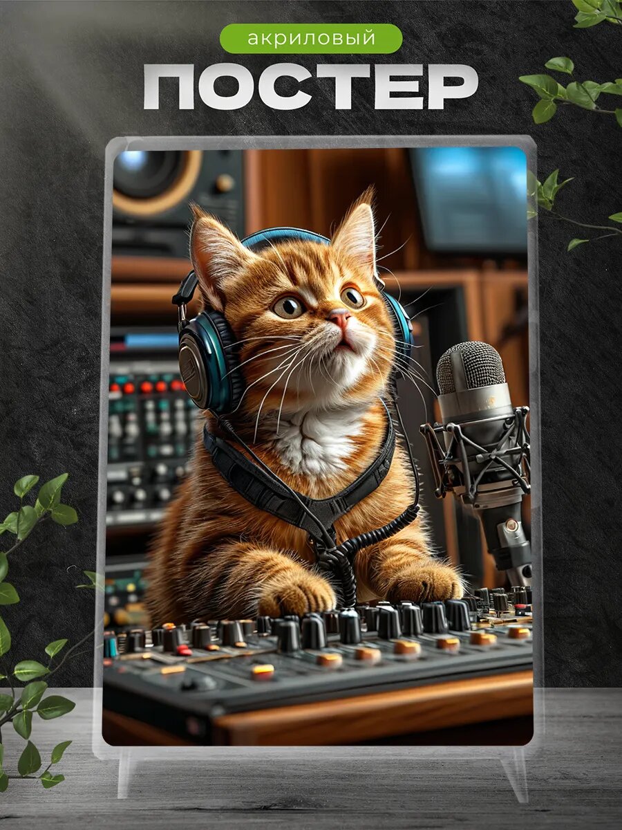 Акриловый постер на подставке с цветным принтом музыканту открытка подарочная