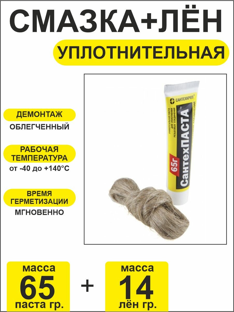 Комплект уплотнительный для сантехнических соединений (Паста 65гр.+ лен 14гр.)