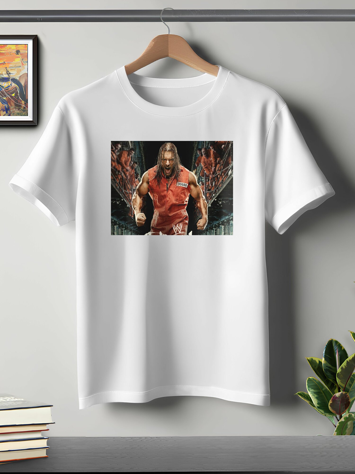 Футболка  Детская ONEQ 128 (8-9) размер с принтом Трипл Эйч, белая