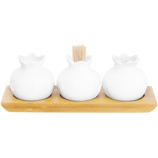 Набор для специй Elan Gallery Айсберг на деревянной подставке, 3 предмета