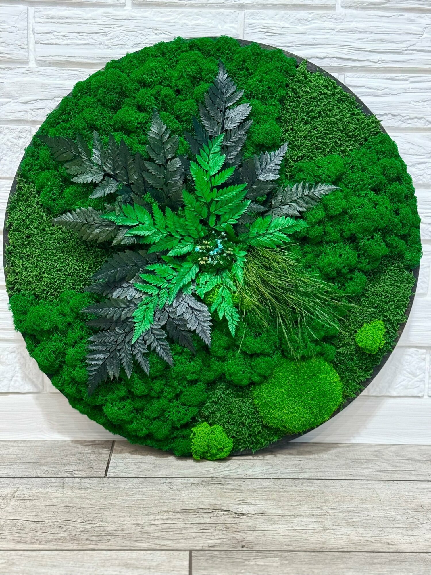 Панно "Живая картина", деревянная рама, ручная работа, диаметр 50см