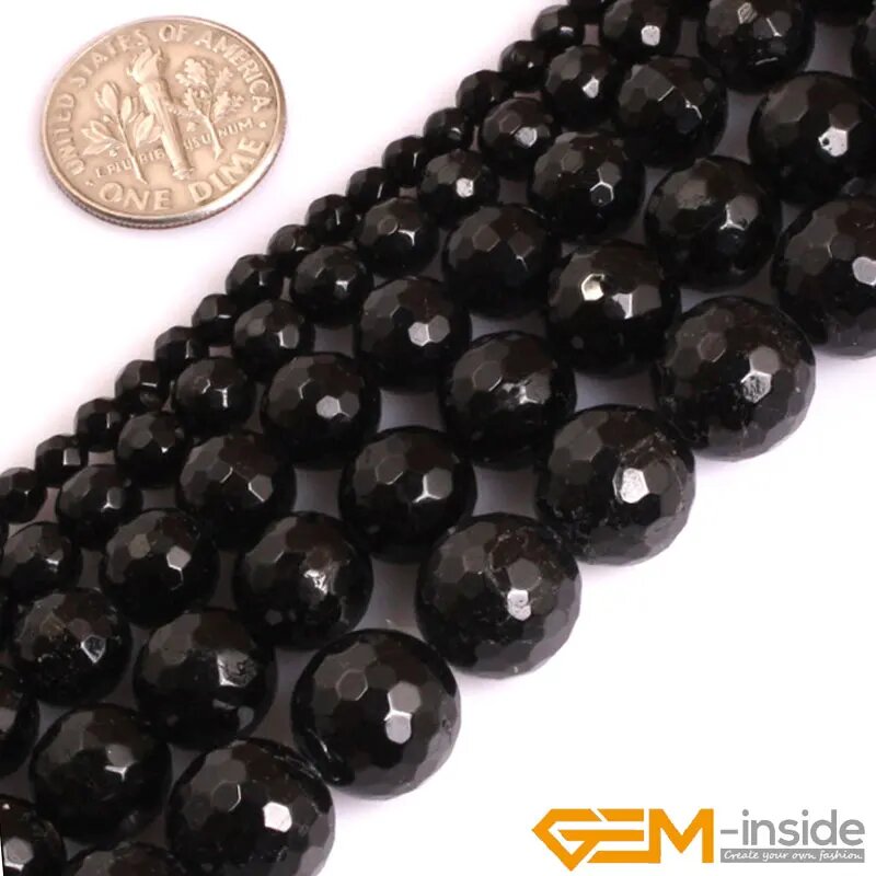 Черный турмалин бусины GEM-inside 12mm (31pcs per str)