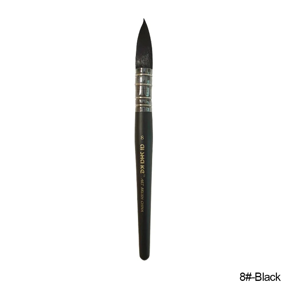 Профессиональная деревянная кисть для акварели Черный, Black 08