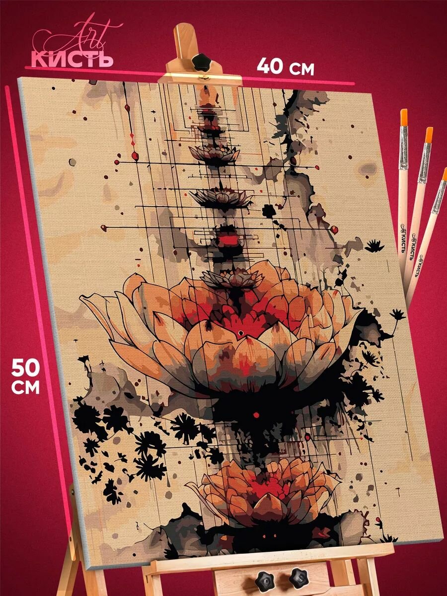 Картина по номерам на холсте с подрамником 40х50 Абстракция Цветы