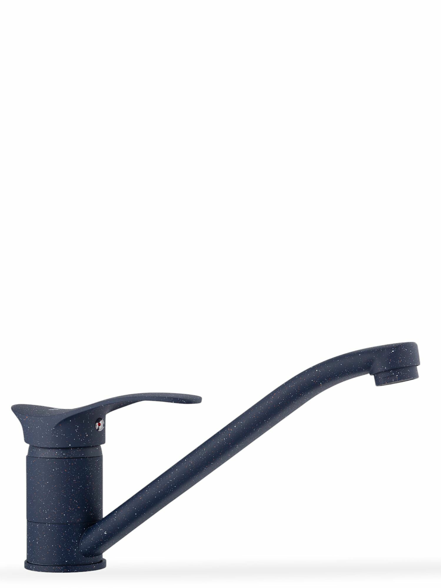 Смеситель для кухни с длинным изливом 21 см, синий матовый с разноцветными вкраплениями